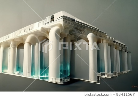 Palladian style architecture, digital art, 3d... - Stock Illustration ...