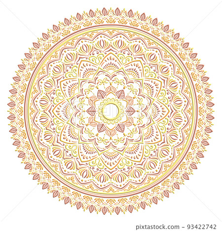 Mandala art (three-dimensional, warm colors,... - Stock Illustration ...