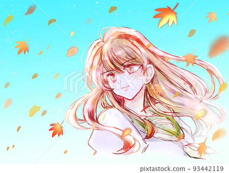 A female student facing forward Momiji - Stock Illustration [93442119 ...