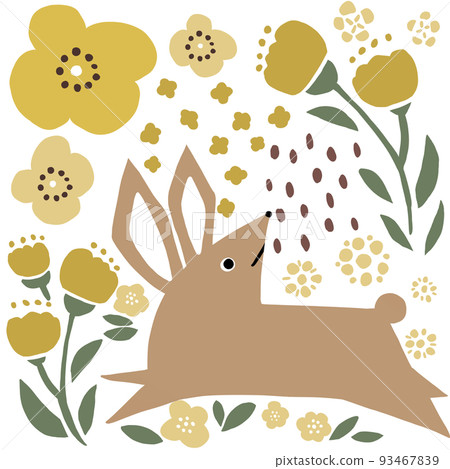 flower garden and rabbit - Stock Illustration [93467839] - PIXTA