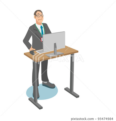 Senior businessman working at stand desk - Stock Illustration [93474984 ...