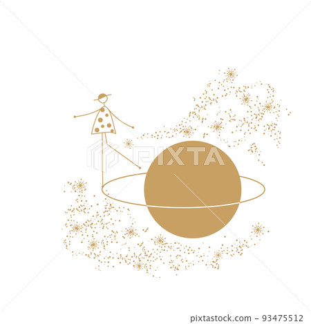 icon line art simple line space and me - Stock Illustration [93475512 ...