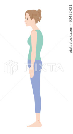 Sideways woman standing with stoop - Stock Illustration [93482421] - PIXTA