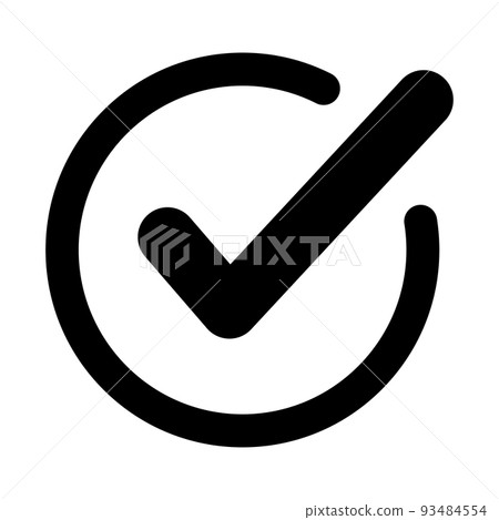 Round cute check mark single item black... - Stock Illustration ...