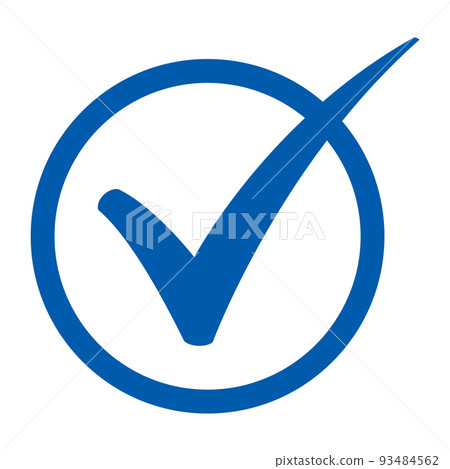 Single round check mark blue line drawing white... - Stock Illustration ...