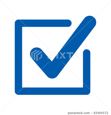 Round cute check mark single item blue line... - Stock Illustration ...