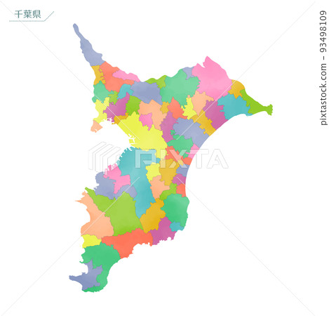Watercolor map Chiba Prefecture - Stock Illustration [93498109] - PIXTA