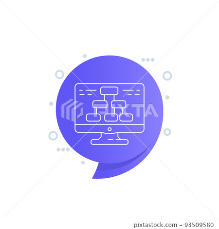 Flow chart in computer line icon, vector - Stock Illustration [93509580 ...