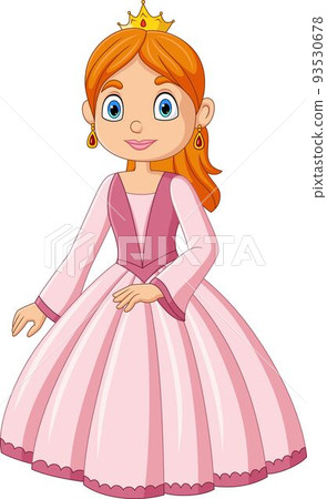 Cartoon beautiful princess in pink dress - Stock Illustration [93530678 ...