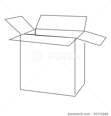 A cardboard box drawing by one continuous line... - Stock Illustration ...