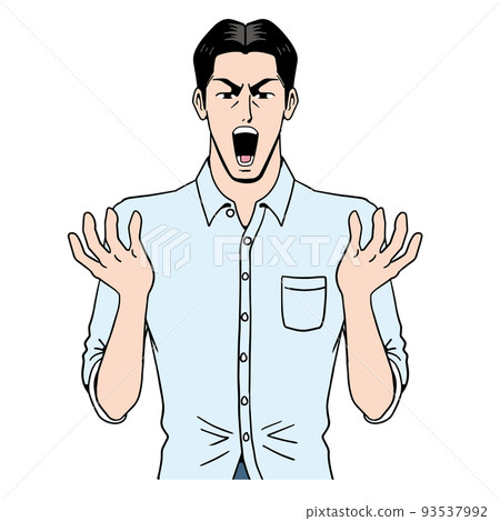 Angry man of American comics touch - Stock Illustration [93537992] - PIXTA