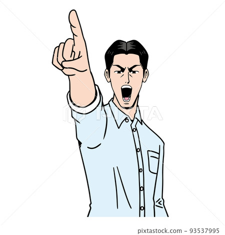 A man pointing at the American comics touch - Stock Illustration ...