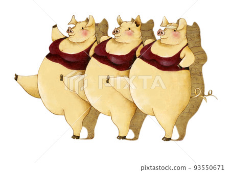 Pigs dance together Hand-drawn style - Stock Illustration [93550671 ...