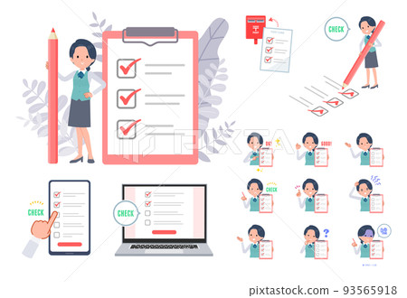 A set of clerk women who put check marks - Stock Illustration [93565918 ...
