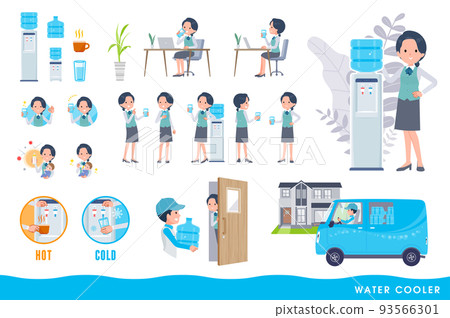 A set of a water server and a female clerk.... - Stock Illustration ...