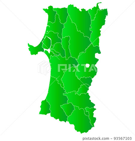 Akita prefecture and municipalities map - Stock Illustration [93567103 ...