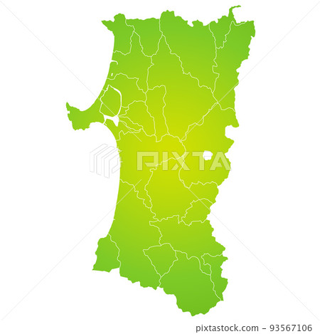 Akita prefecture and municipalities map - Stock Illustration [93567106 ...