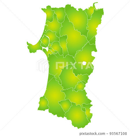 Akita prefecture and municipalities map - Stock Illustration [93567108 ...