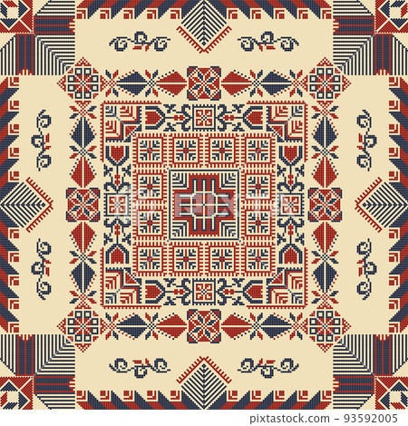 Tatreez pattern 82-插圖素材 [93592005] - PIXTA圖庫