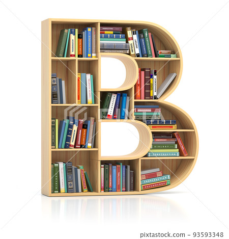 Letter B in form of bookshelf with book and... - Stock Illustration ...