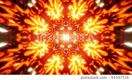 Symmetrical Pattern Glowing Fire Art Background - Stock Illustration ...