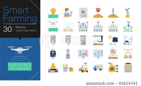 Smart Farming icons. Flat design. Vector... - Stock Illustration ...