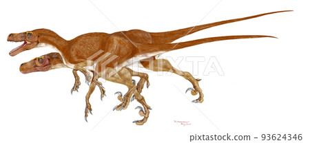 Dromaeosaurus with two running lizards - Stock Illustration [93624346 ...