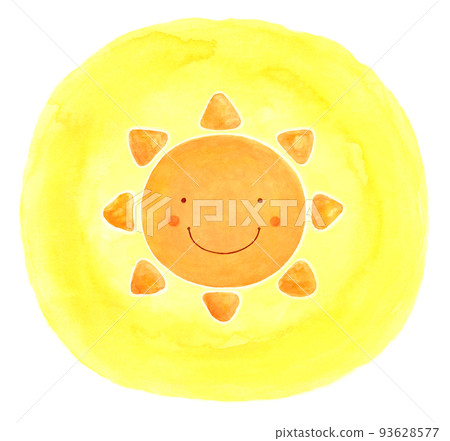 Cute sun (background yellow) - Stock Illustration [93628577] - PIXTA