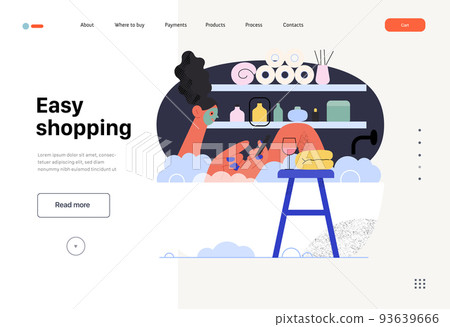 Easy shopping - Online shopping and electronic... - Stock Illustration ...