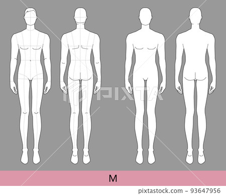 Set of M Size Men Fashion template 9 nine head... - Stock Illustration ...