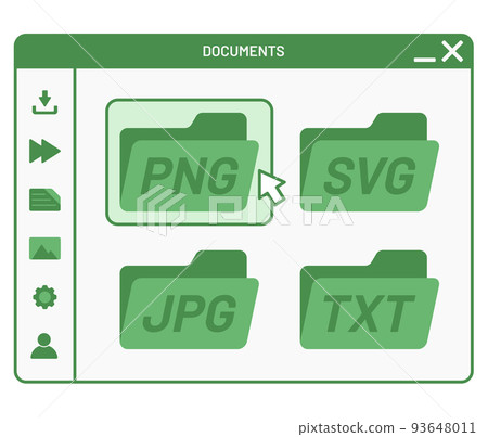desktop interface window with folders shape... - Stock Illustration ...