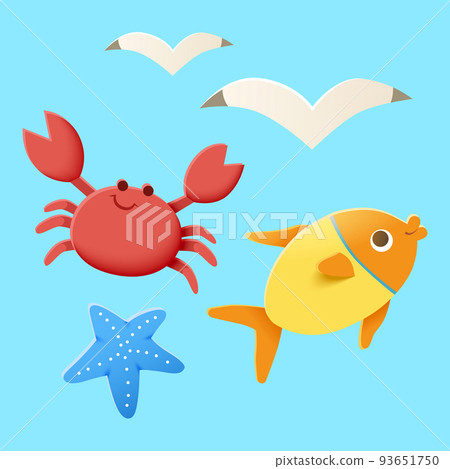 Summer beach creatures set - Stock Illustration [93651750] - PIXTA