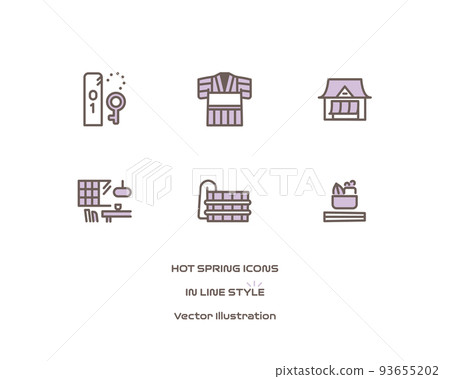 Hot spring icon set Purple two-tone illustration - Stock Illustration ...