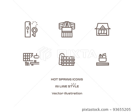 Hot spring icon set Monochrome illustration - Stock Illustration ...