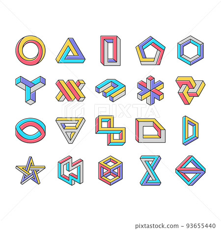 impossible geometric shape icons set vector - Stock Illustration ...