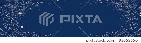 Blue sky tarot banner with crescent moon and... - Stock Illustration ...