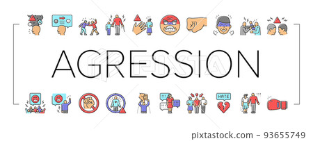 violence first aggressive hand icons set vector - Stock Illustration ...