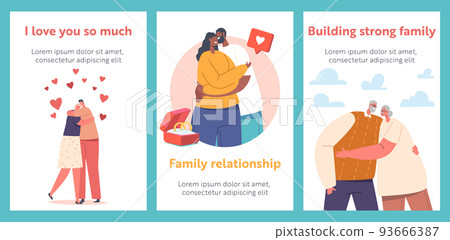 Strong Family Cartoon Banners. Happy Men and... - Stock Illustration ...
