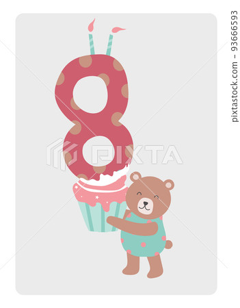 Cute animal with number eight,design for... - Stock Illustration ...