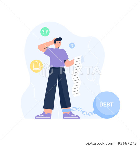 Debt problems concept. Financial obligation,... - Stock Illustration ...