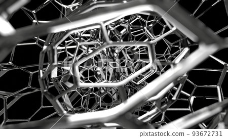 VJ Metallic Wireframe Polyhedron Black and... - Stock Illustration ...
