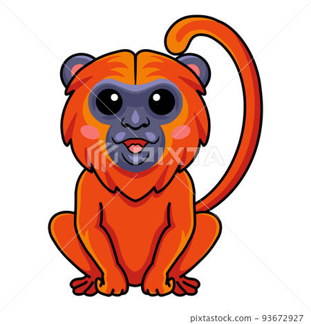 Cute red howler monkey cartoon sitting - Stock Illustration [93672927 ...