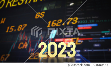 The gold number 2023 in business background 3d... - Stock Illustration ...