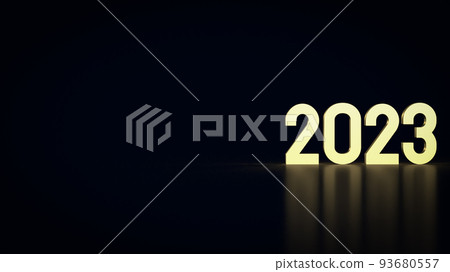The gold number 2023 in black background 3d... - Stock Illustration ...