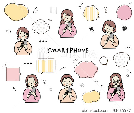Young woman using a smartphone / balloon - Stock Illustration [93685587 ...