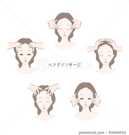 Head massage, temple push, pressure points,... - Stock Illustration ...
