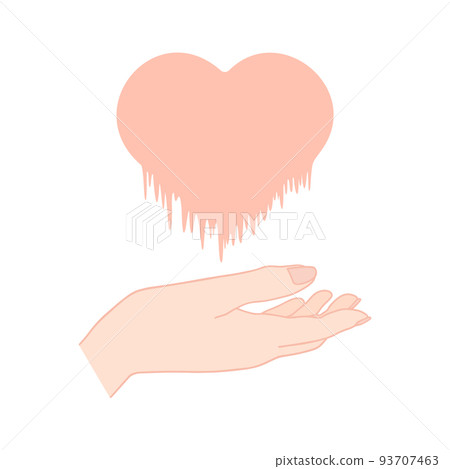 A person's hand holding a crumbling heart -... - Stock Illustration ...