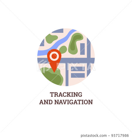 Round icon with map about tracking and... - Stock Illustration ...