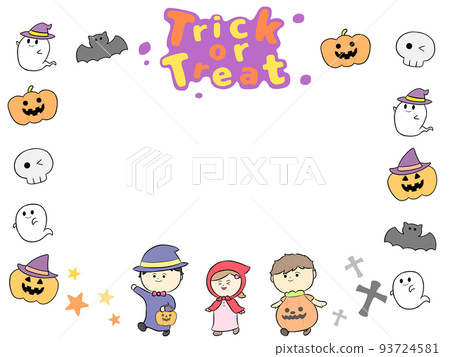 Children's loose cute Halloween frame (Trick or... - Stock Illustration ...