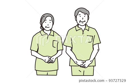Asian seniors working in uniform - Stock Illustration [93727329] - PIXTA